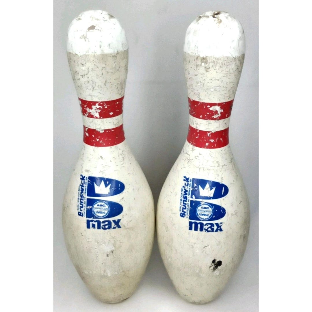 Vintage Brunswick Max Bowling Pins, 1970s Red White Blue, Set of 2 - Etsy