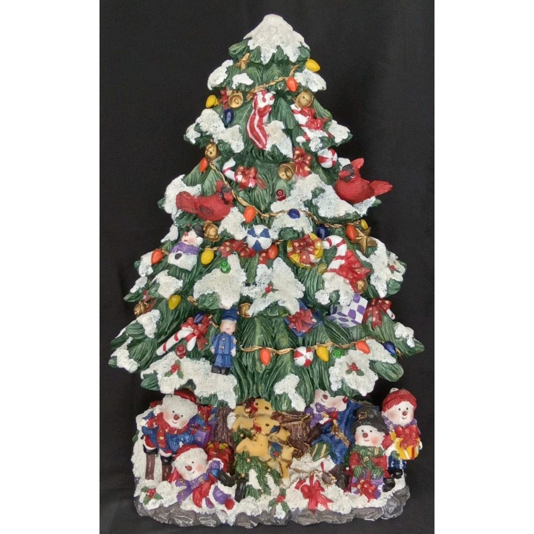Vintage Christmas Luminary Musical Tree With Lights Battery Operated ...