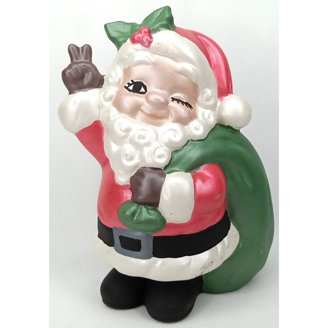 Christmas Winking Santa Claus Peace Sign 1981 Hobby Ceramic Artist ...