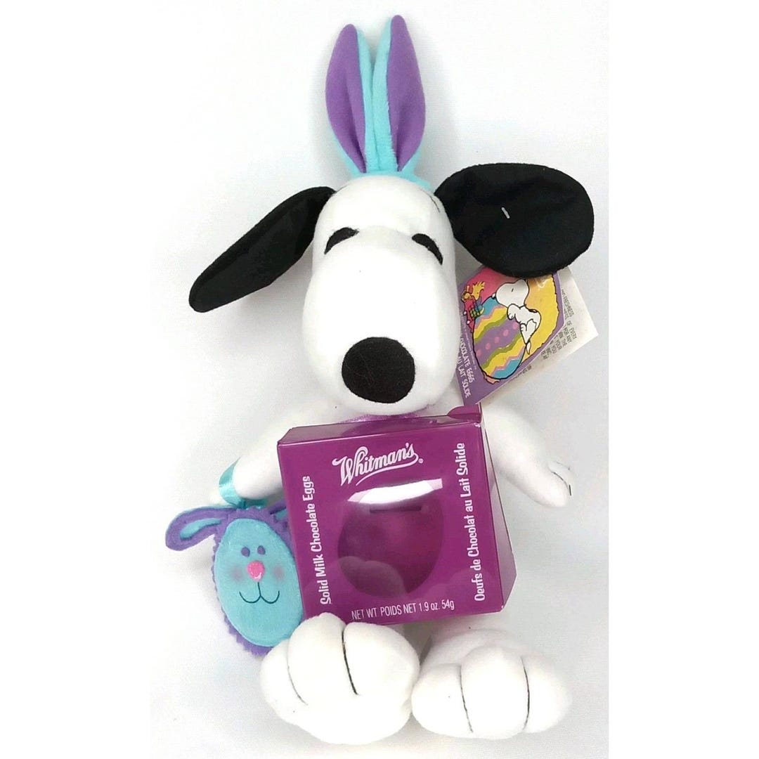 Vintage Easter Whitman's Candy Sampler & Peanuts Snoopy Bunny Plush ...