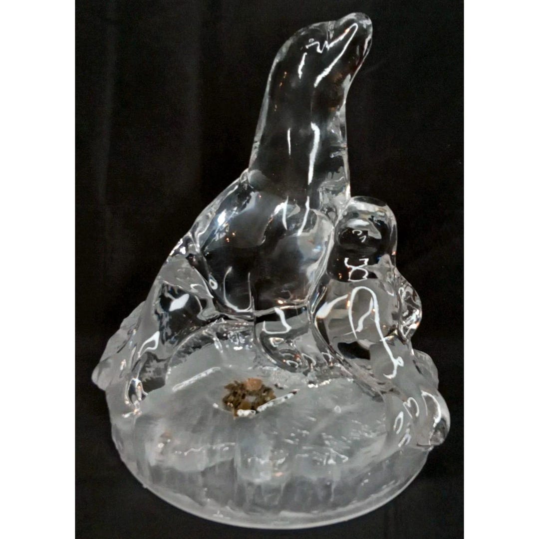 Vintage Paperweight Crystal Seal Family Royal Crystal Rock Made in ...