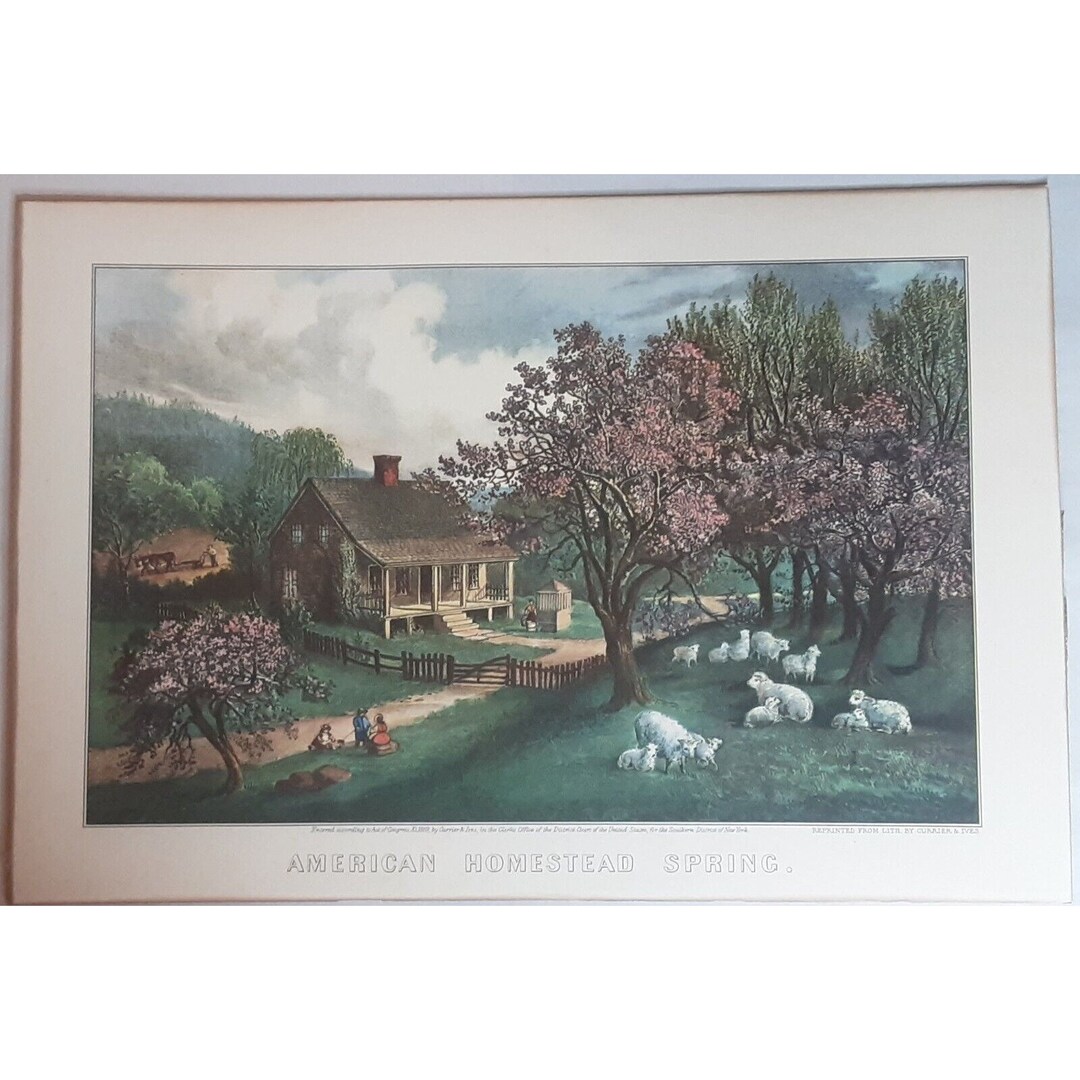 Currier and Ives American Homestead Spring Lithograph Reprint - Etsy