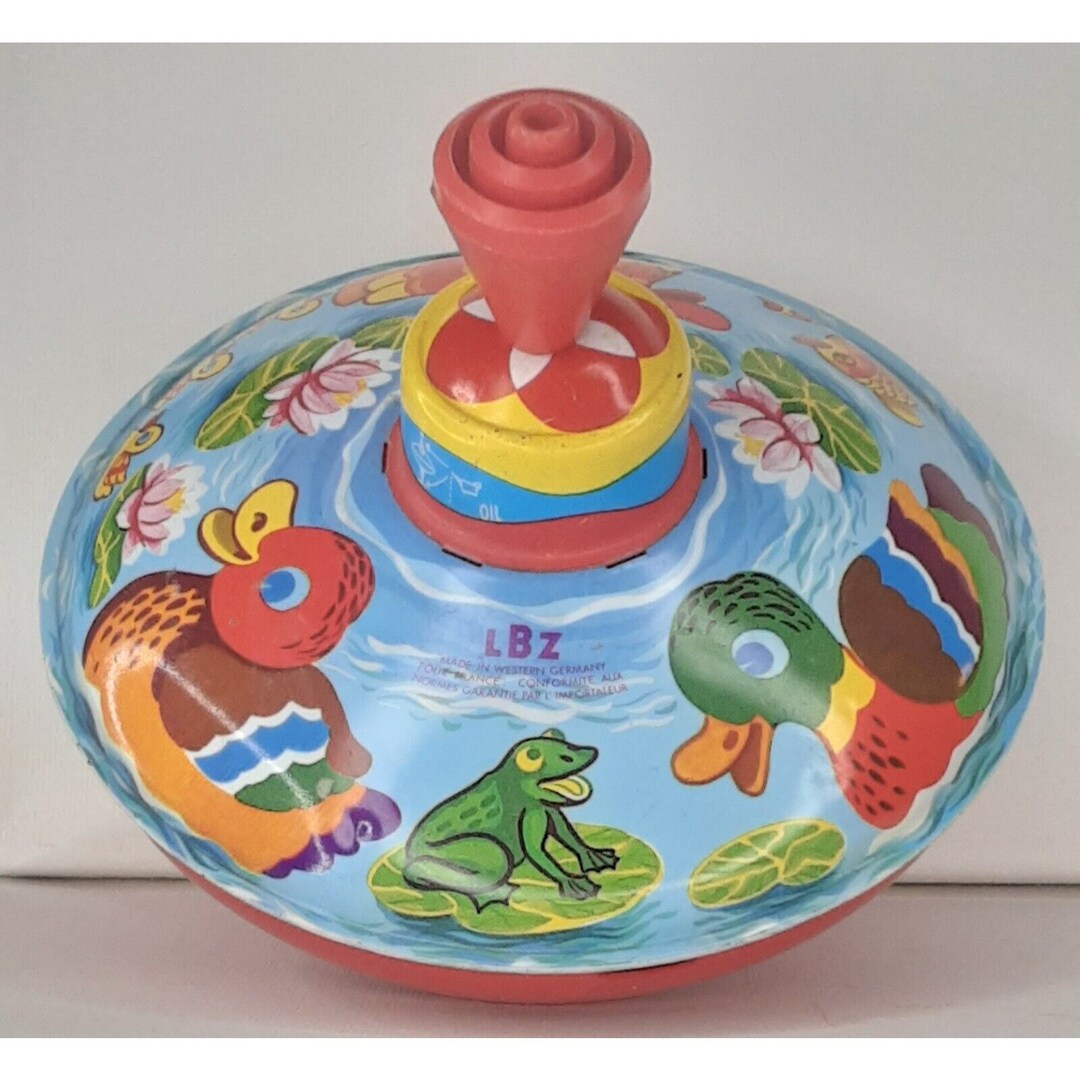 Spinning Top Lorenz Bolz Ducks in Water Tin Litho Mid Century Modern ...