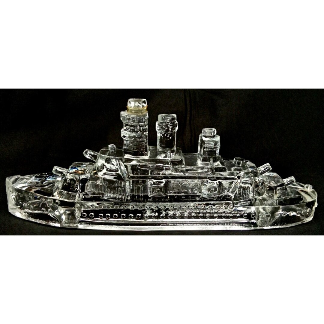 Depression Era Candy Container Victory Glass Co USS Maine Battleship ...