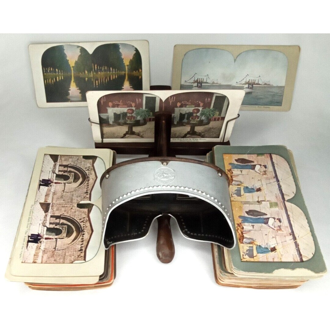 Monarch Wood & Metal Stereoscope Viewer With 63 Stereoview Cards - Etsy