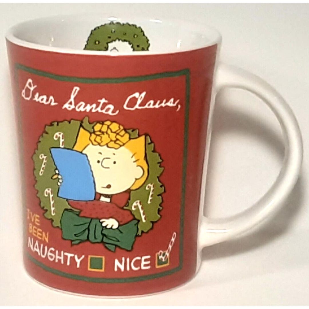 Christmas Peanuts Mug Sally Dear Santa Holiday Joy Gibson Red Unused - Etsy