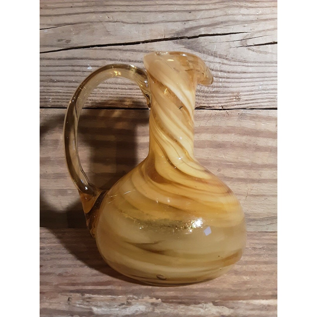 Rainbow Glass Pitcher Amber Swirl - Etsy