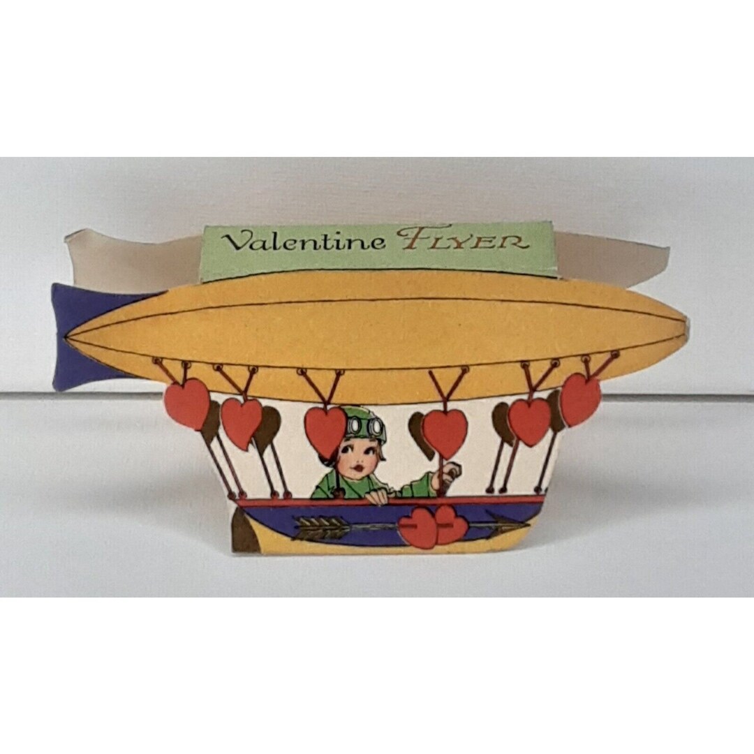 Valentine Card Chloe Preston Blimp Flyer Share My Heart 1930s Romantic ...