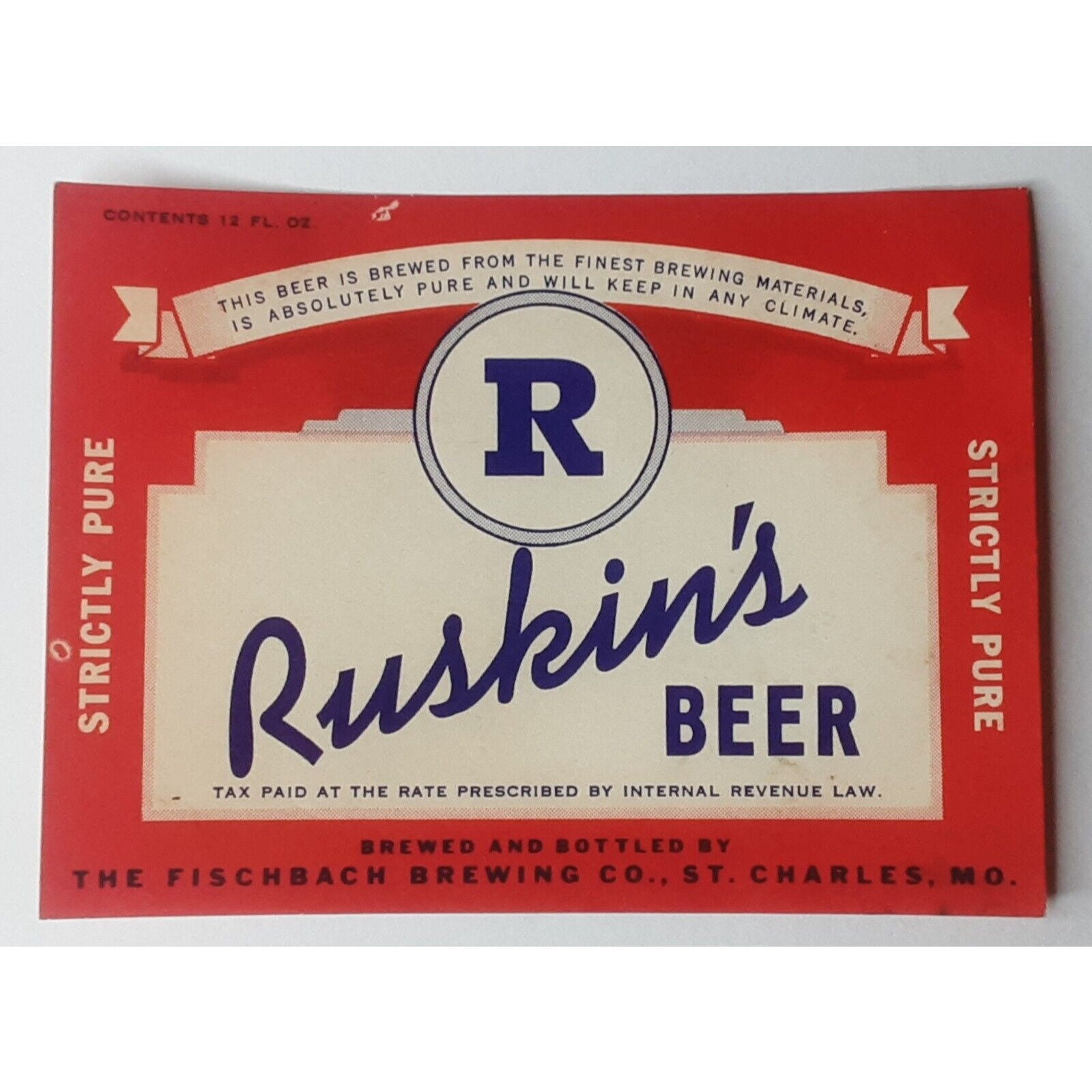 Breweriana Ruskins Beer Bottle Label Fischbach Brewing St - Etsy