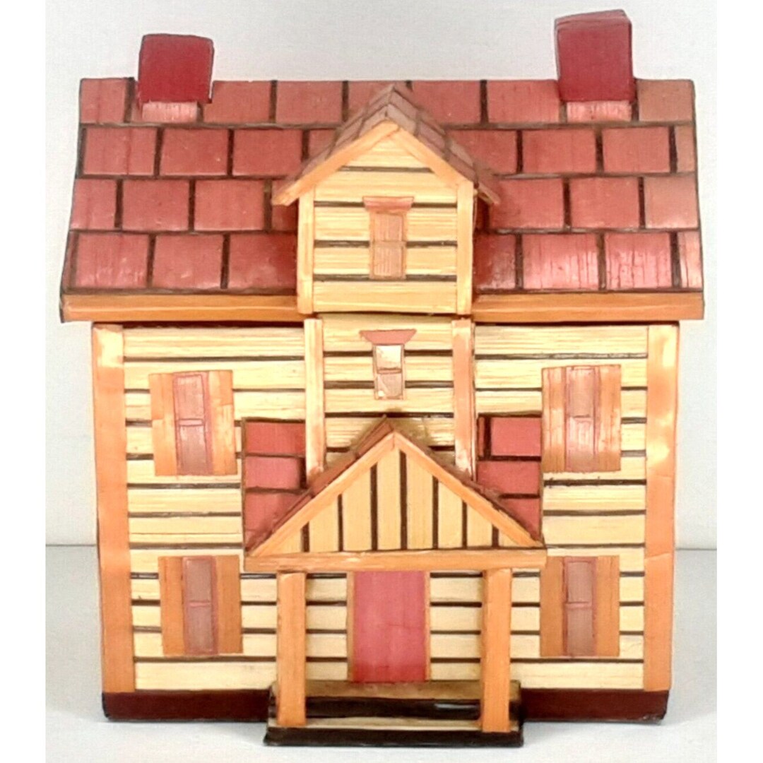 Trinket Box Handmade 3 Storey Miniature Wheat Stalk House Vintage Home ...