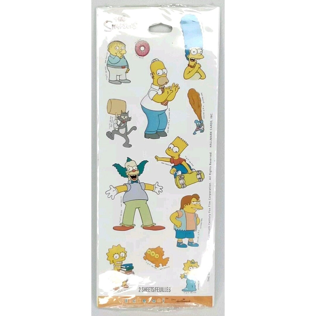 The Simpsons Cartoon Memorabilia Stickers Hallmark Stickeroni Sealed ...