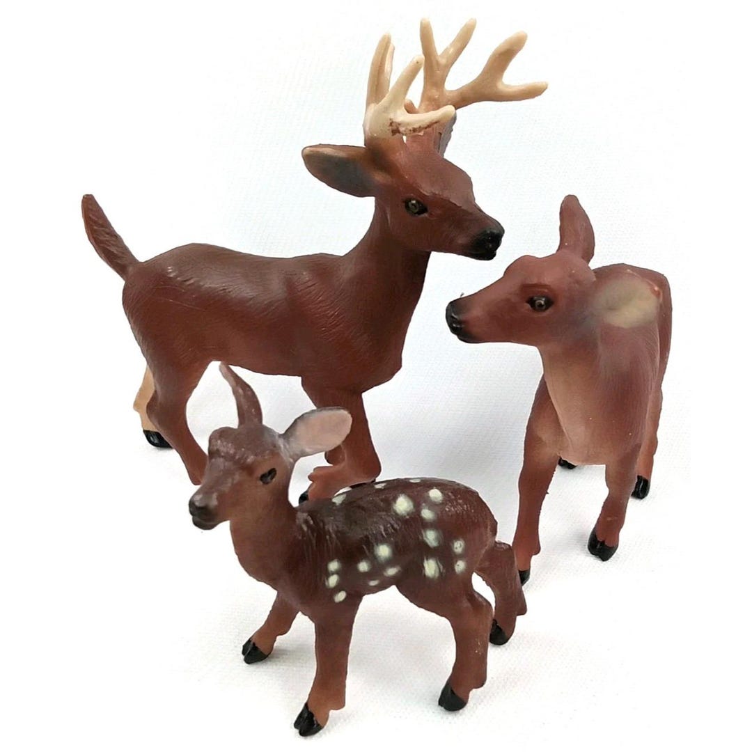 Vintage Toy Plastic Deer Stag Doe & Fawn 3 Piece Set Safari Ltd 1998 - Etsy