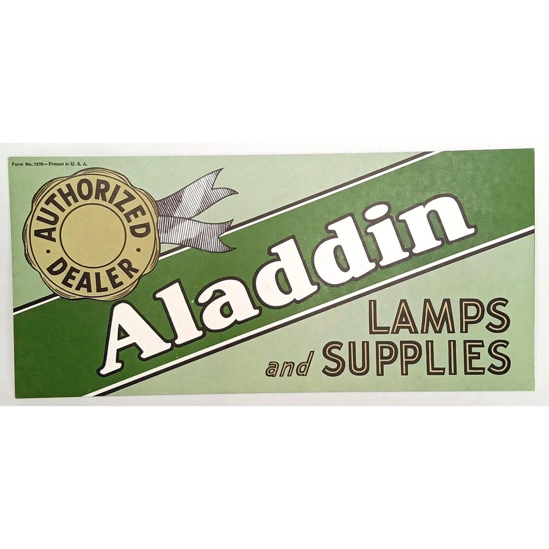 Vintage Sign Aladdin Lamps and Supplies Authorized Dealer Printed in ...