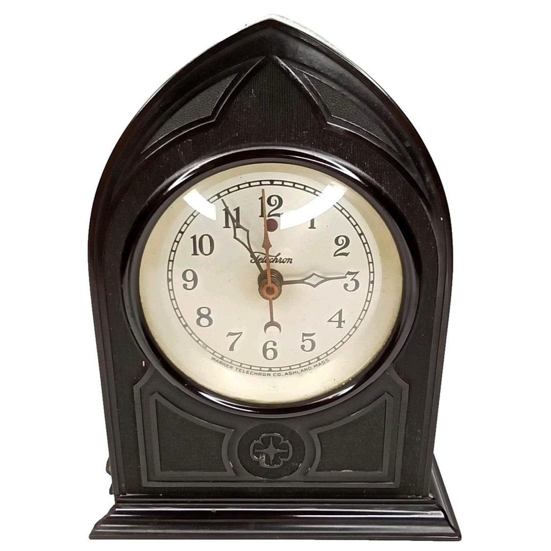 Art Deco Shelf Clock Warren Telechron Cathedral Style Made in USA 1920s ...