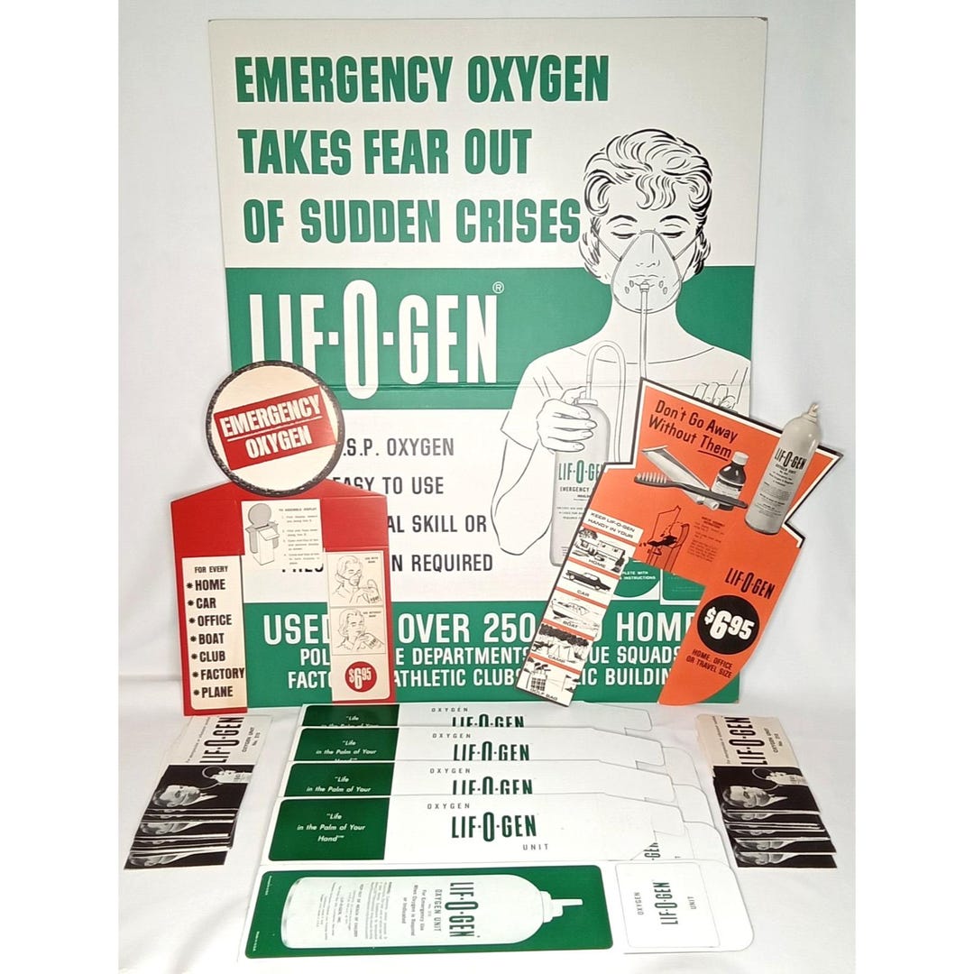MCM Store Display Promotion Lif-o-gen Emergency Oxygen 1960s ...