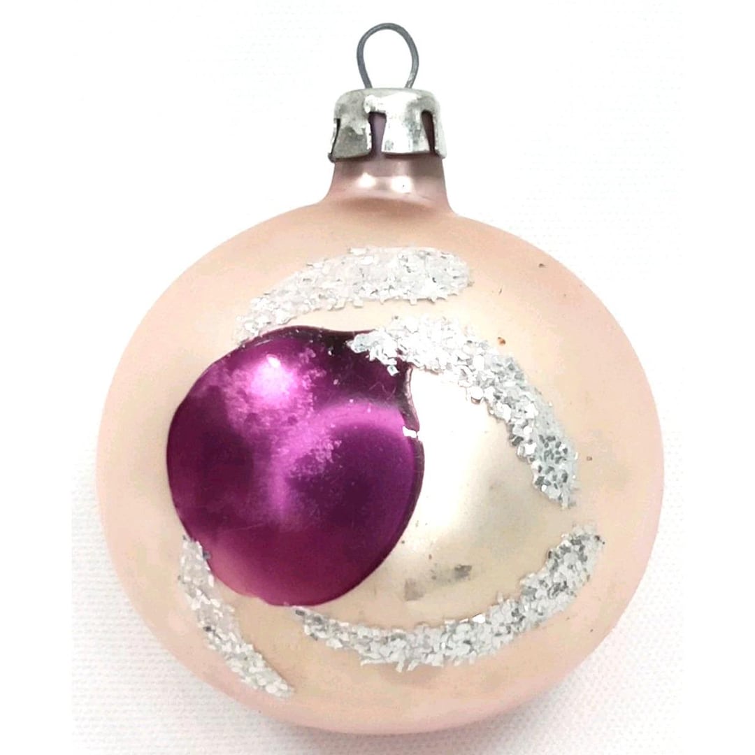 Pre-war Christmas Ornament Zeller's Glass Ball Pink With Silver Mica ...