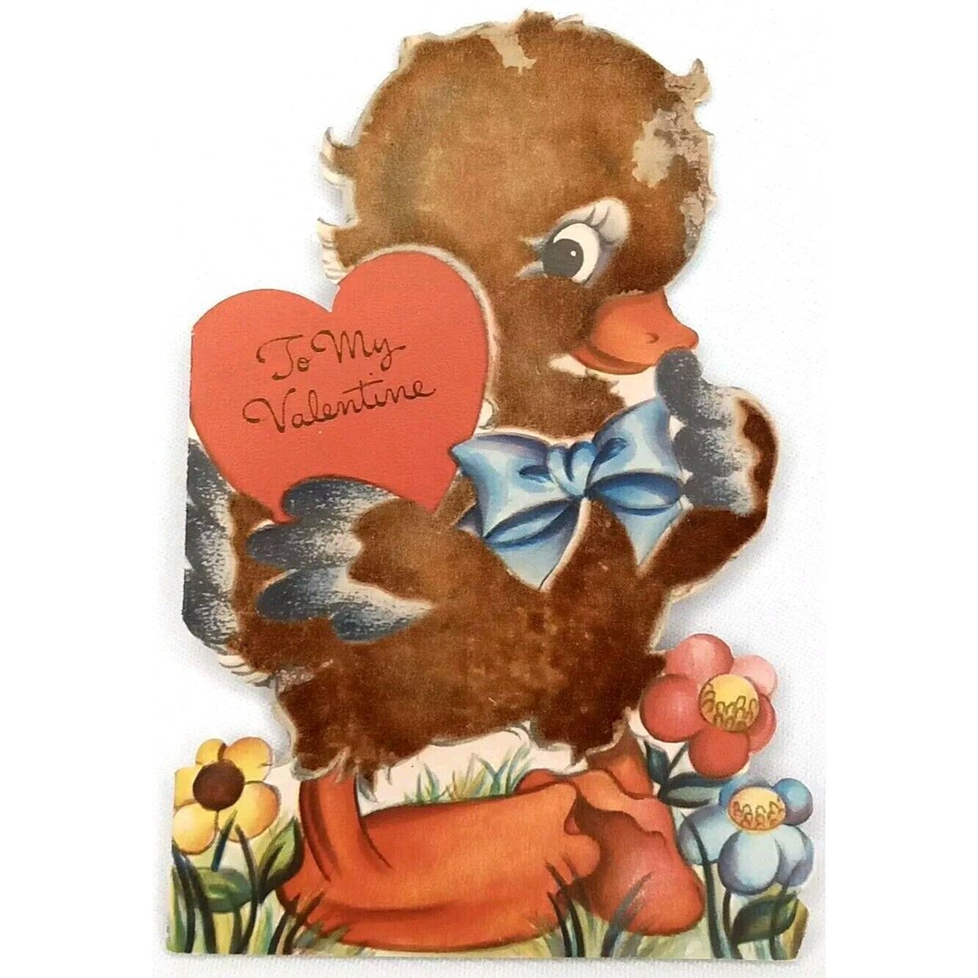 MCM Valentine Hallmark Hall Bros Velvet Flocked Duckling This Little ...