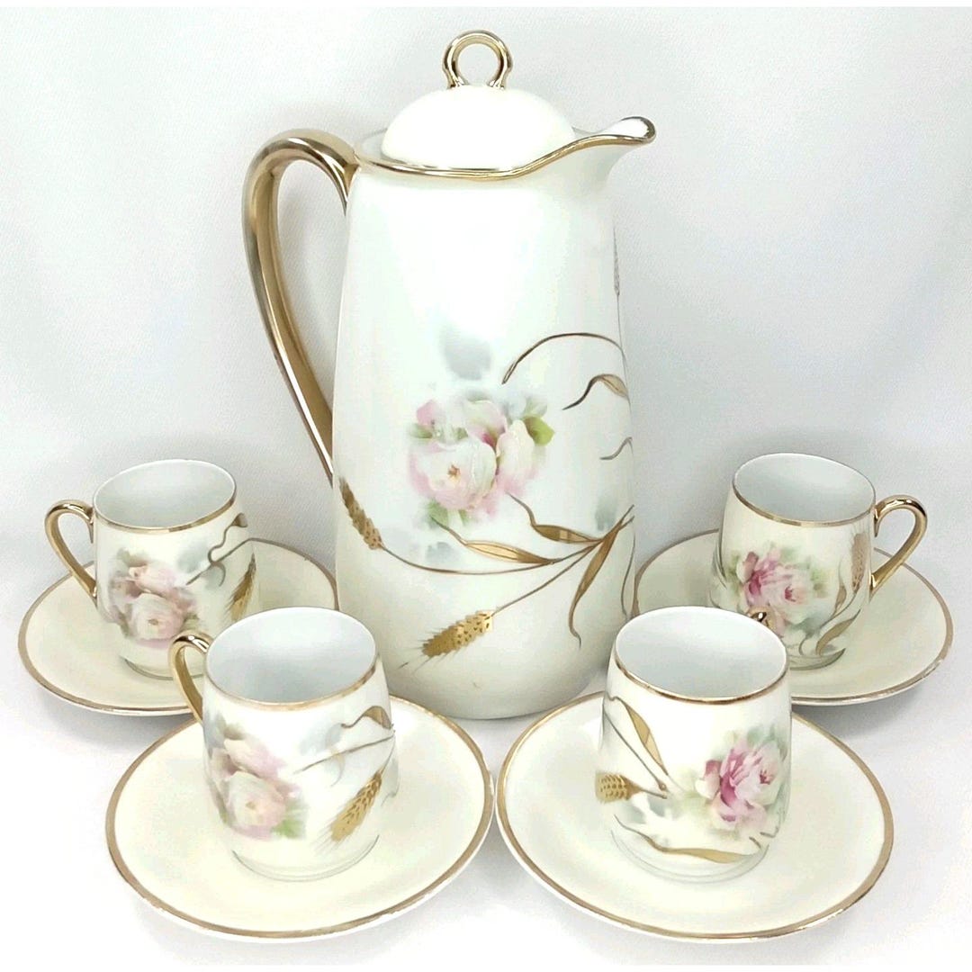 WWI Era Porcelain 10 Piece Tea Set Jonroth Studios Hand Painted in ...