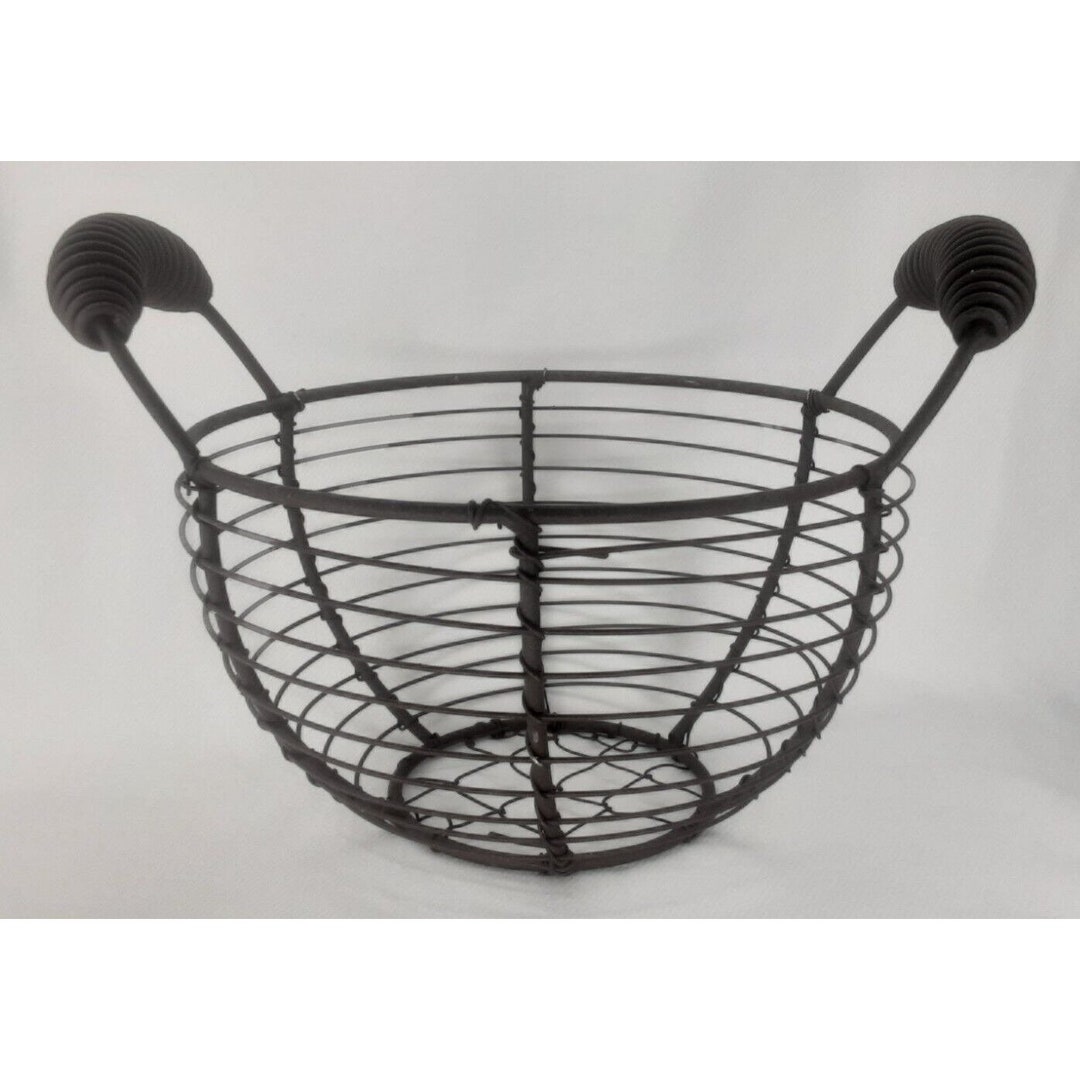 Metal Wire Basket Spiral Coil Handles Vintage Home Decor - Etsy