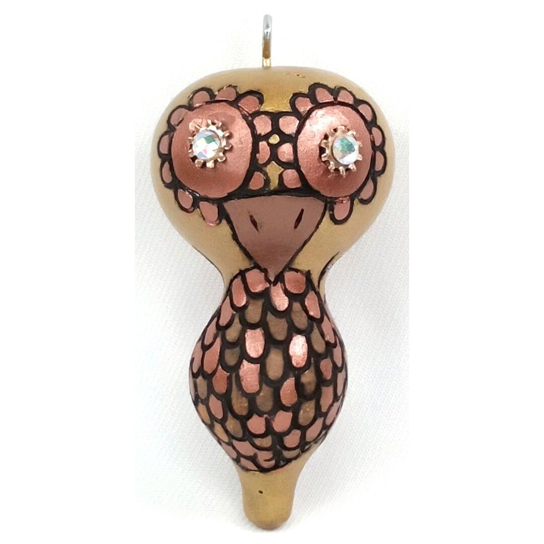 Christmas Ornament Gourd Monsters Owl Hand Painted Gourd Art One of A ...