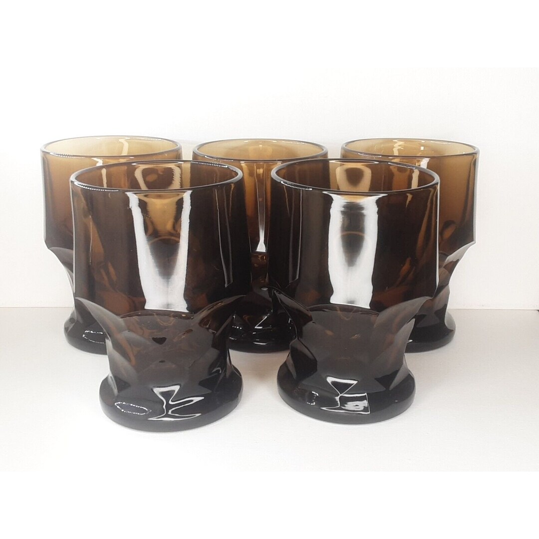 Atomic Barware Viking Glass Tumbler Georgian Nutmeg Brown Set of 5 - Etsy