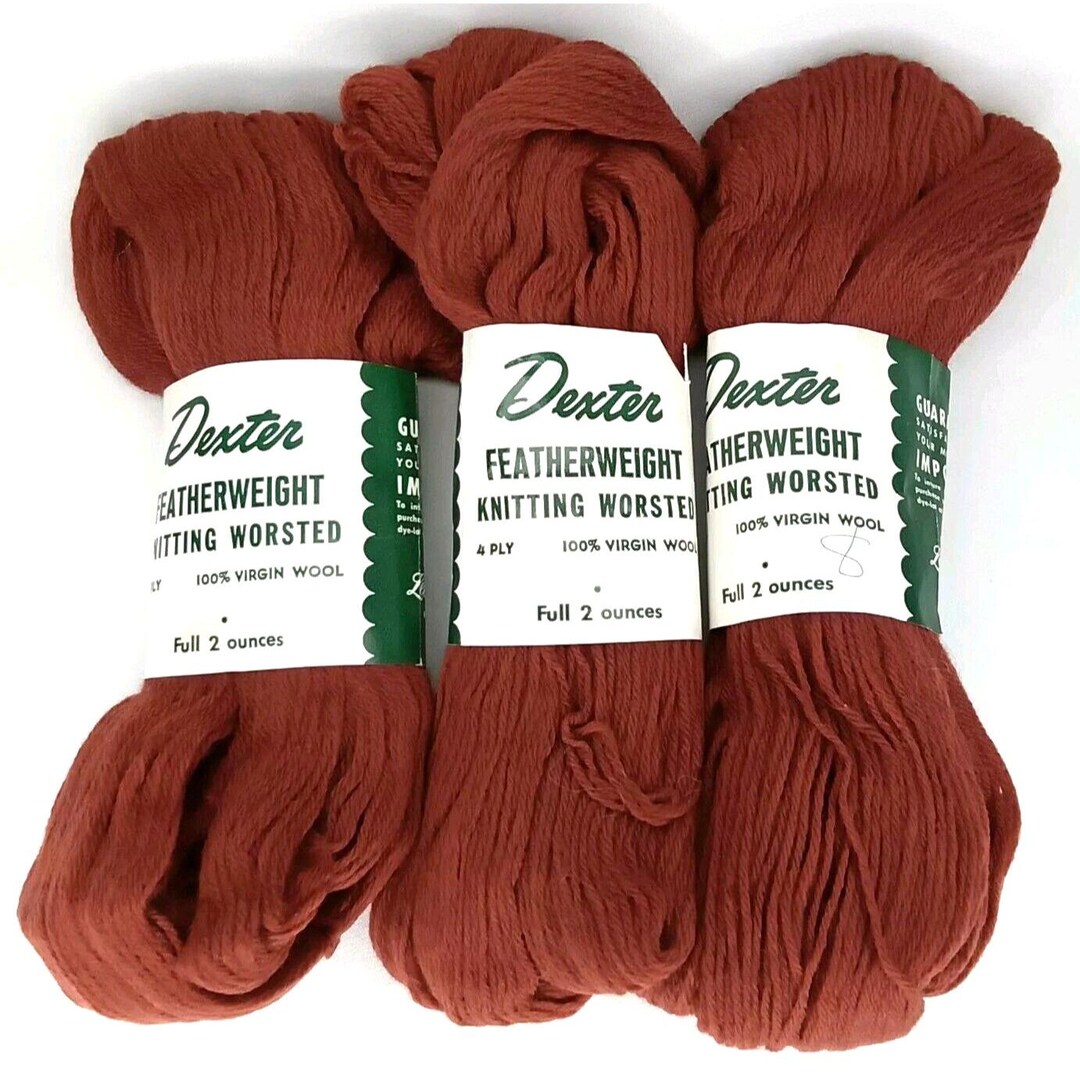Dexter Featherweight Knitting Worsted Yarn Wool Rust Set of 3 Lee Wards ...