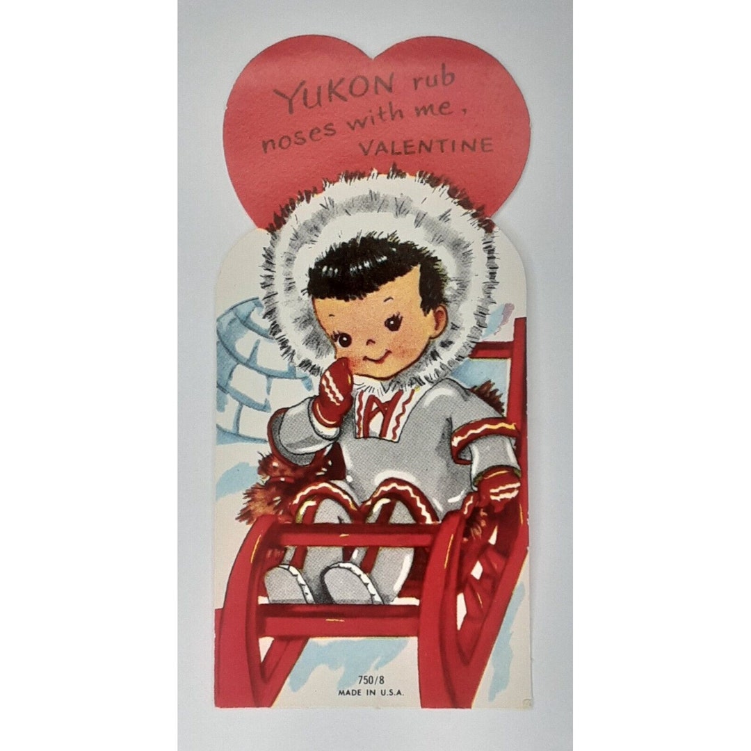 Valentine Card Eskimo Yukon Rub Noses With Me 1950s Greeting - Etsy