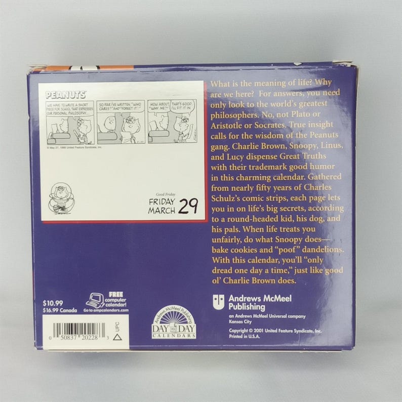 Vintage Calendar the Peanuts Gang Andrews Mcmeel With the Original Box ...