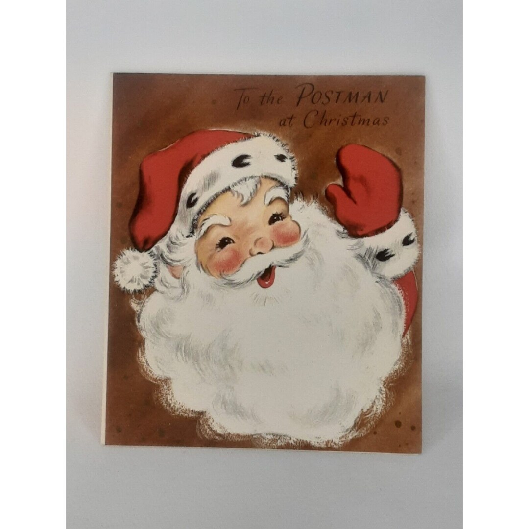 Christmas Card Hallmark Card Santa Claus to the Postman 1940s Holiday ...