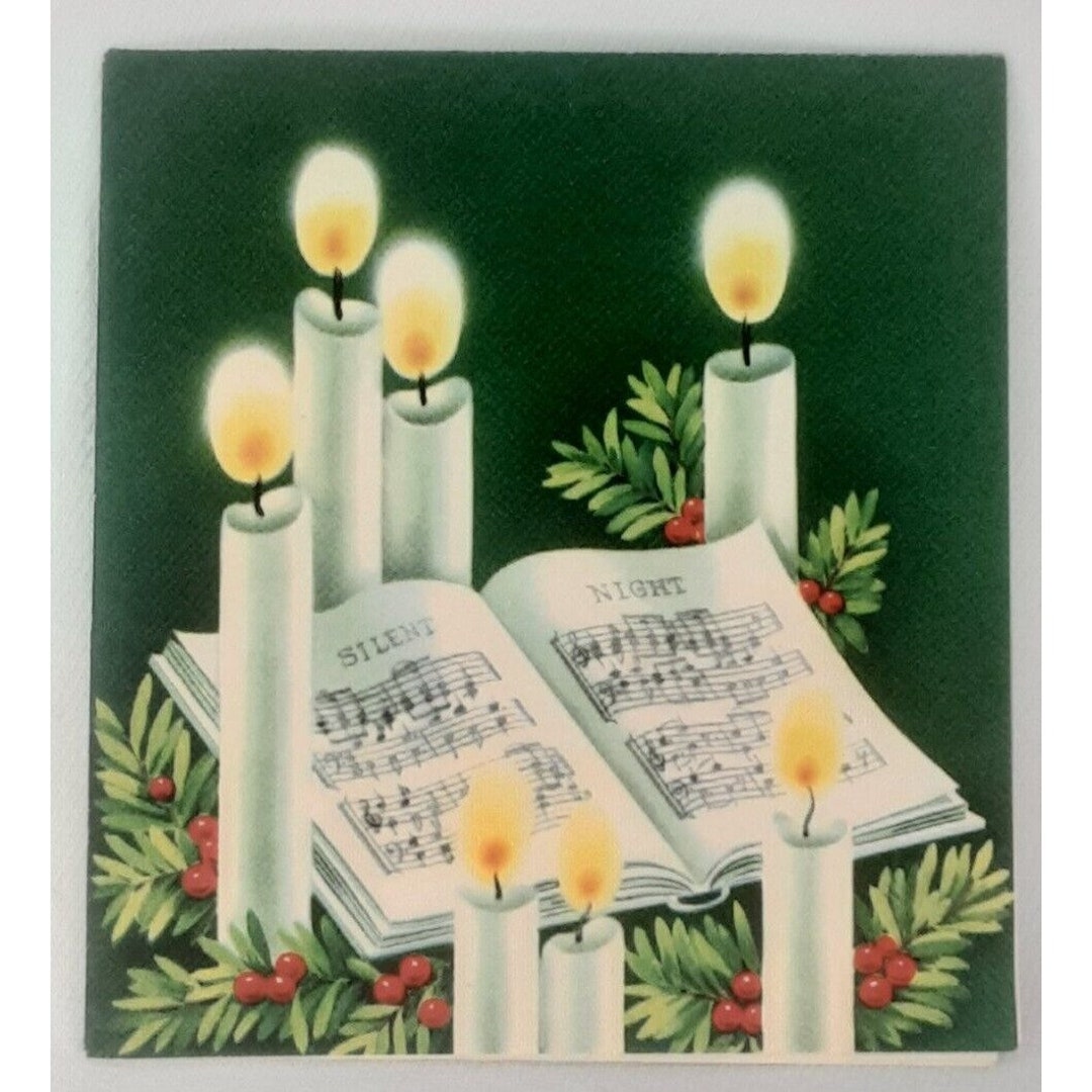 Christmas Greeting Card Cardinal Series 133 Songbook & Candles 1940s ...