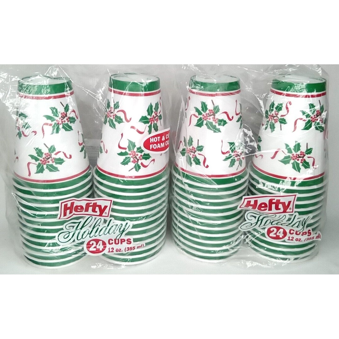 Christmas Hefty Holiday Cups 12 Oz Set of 48 Sealed Holiday Old Stock ...