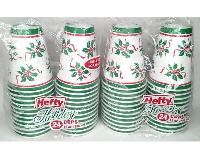 Christmas Hefty Holiday Cups 12 Oz Set of 48 Sealed Holiday Old Stock ...