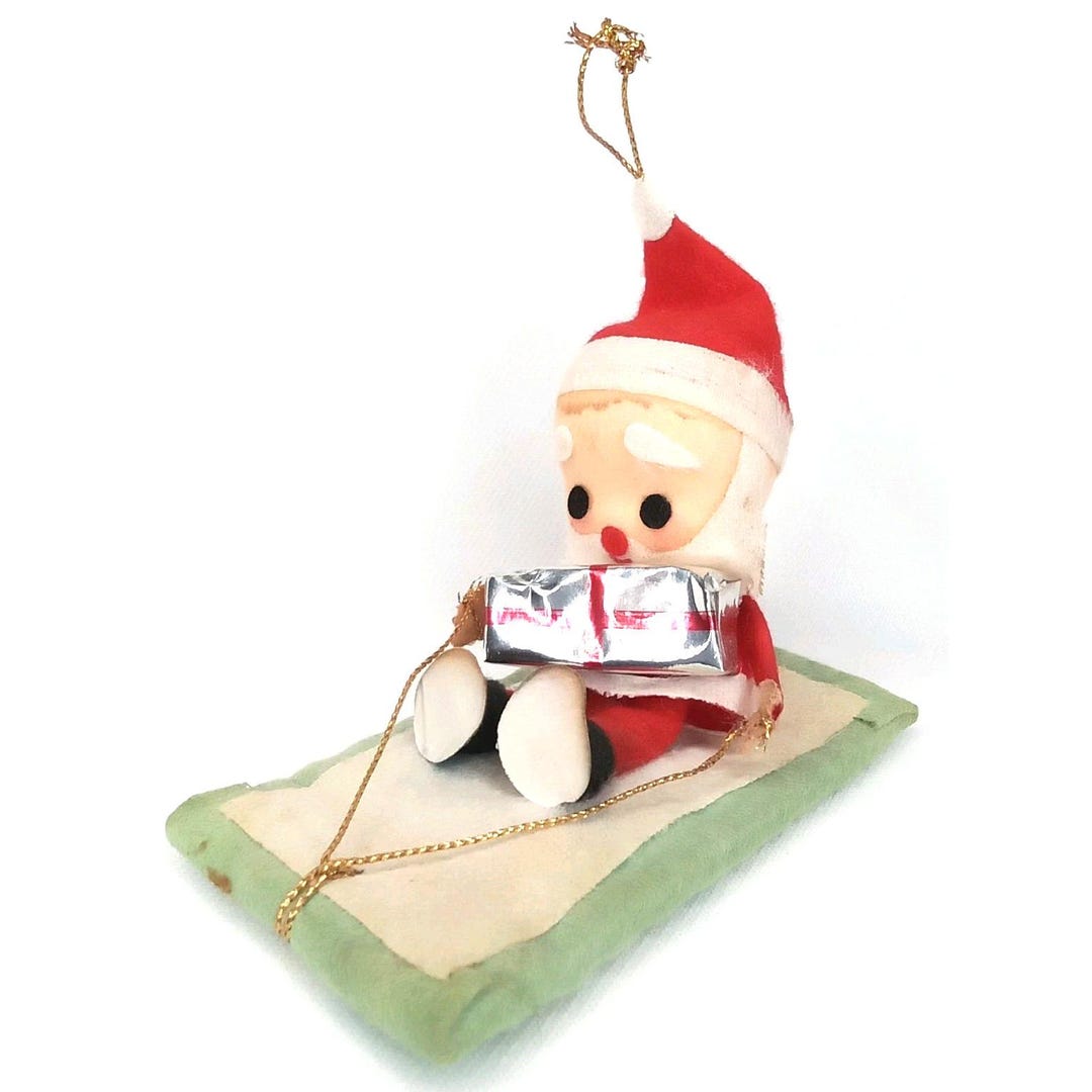 MCM Santa Sledding Ornament: Felt & Spun Cotton, Made in Japan 1950s - Etsy