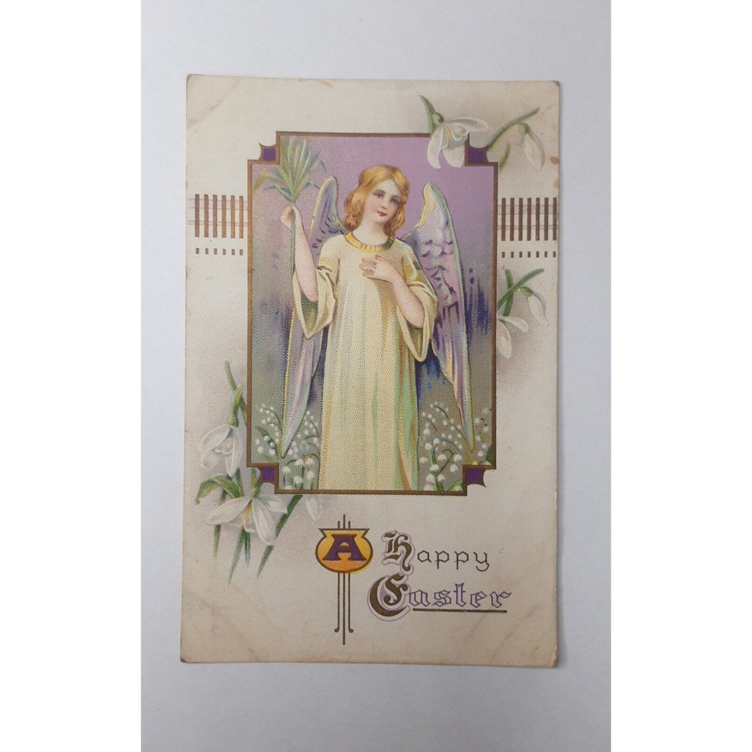 Easter Post Card Series 815A Angel Palm Leaves Edwardian Christian ...