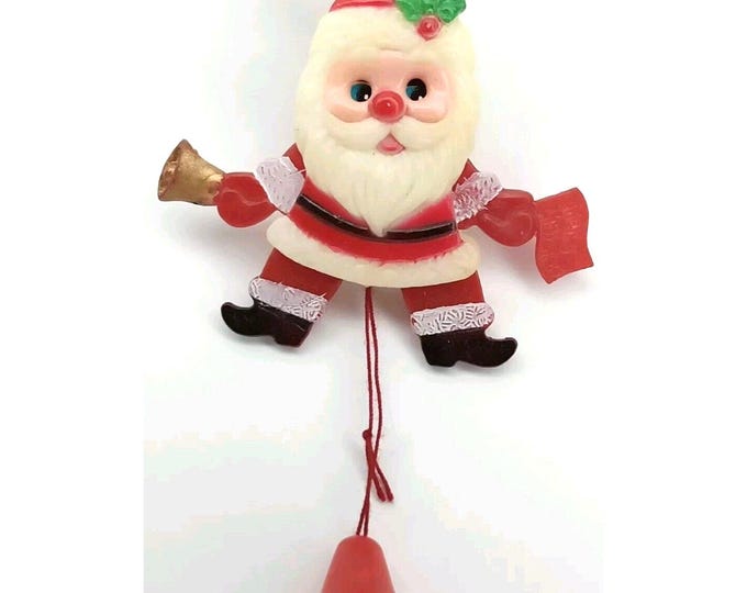 Christmas Santa Claus Bell Ringer Mechanical Lapel Pin-back Red & White ...