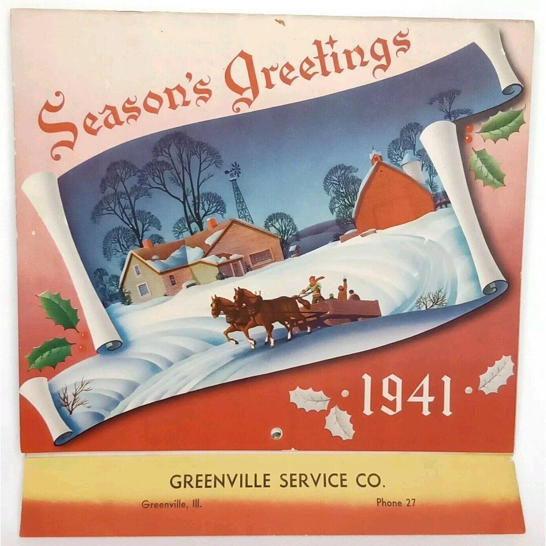Christmas Advertisement Calendar Shell Oil Greenville Service Company ...