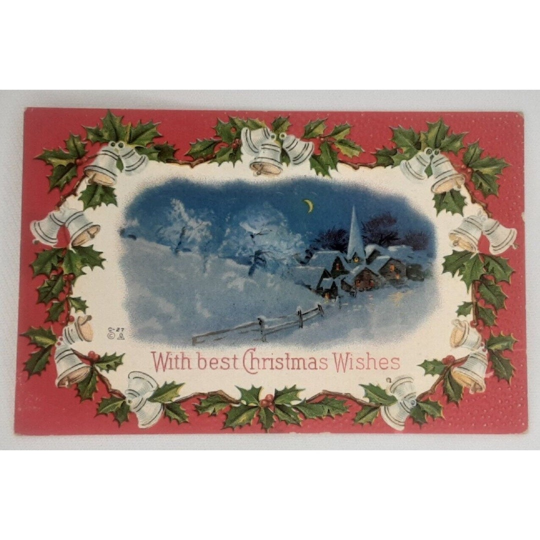 Christmas Post Card E P Charlton Series C-27 Embossed Snowy Village at ...