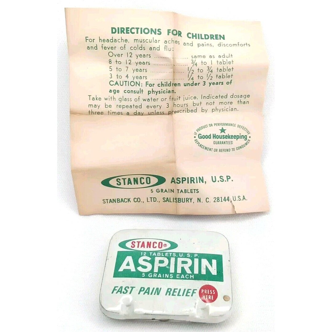 MCM Analgesics Stanco Aspirin in Original Tin With Paper Insert 1950s ...