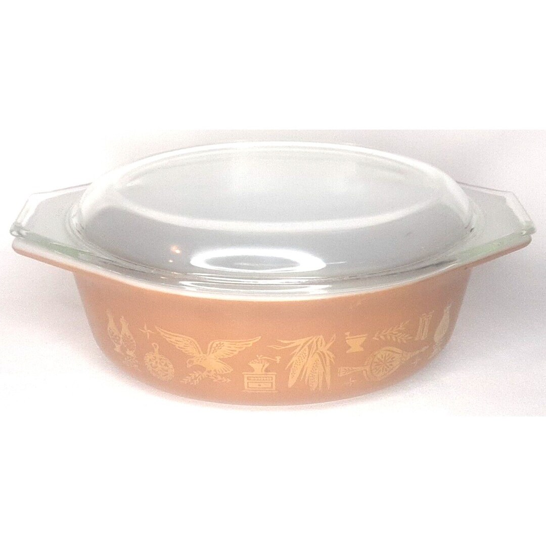 Pyrex Glass Early American 1 1/2 Quart Oval Casserole & Lid Mid Century ...