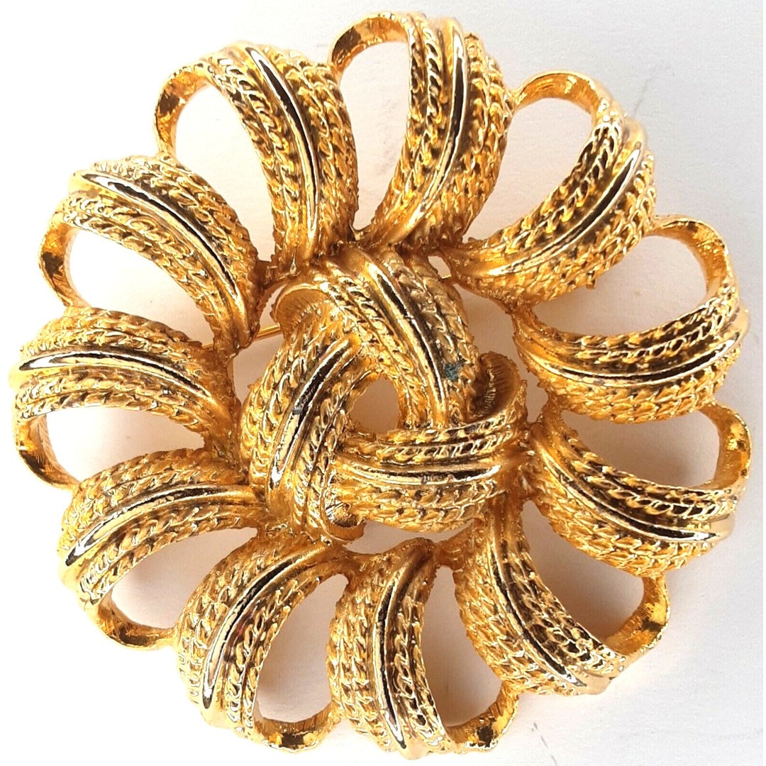 Pin-back Brooch Gold Tone Ribbon Shoulder Pin Vintage Jewelry - Etsy