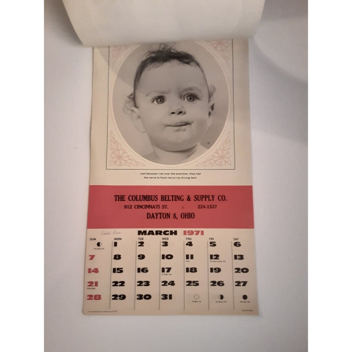 Advertisement Calendar 1971 Columbus Belting and Supply Company ...