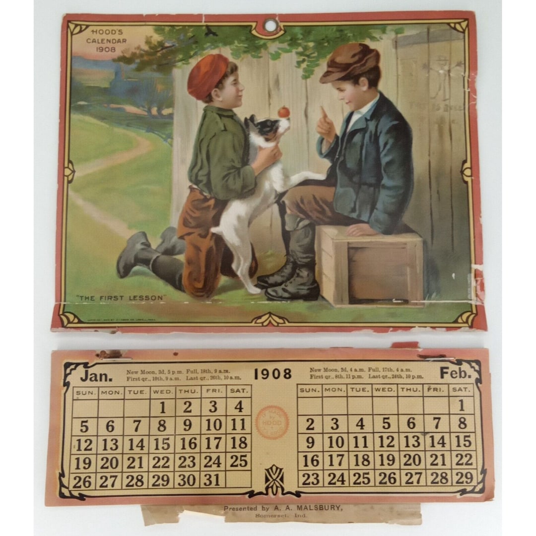 Hood's Calendar 1908 the First Lesson Quack Medicine Advertisement - Etsy
