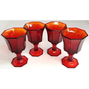 Independence Glass Ruby Juice Wine Glass Set of 4 Mid Century Modern ...