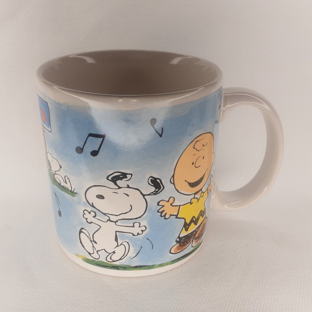 Peanuts Mug Charlie Brown and Snoopy Applause Blue and White Unused - Etsy