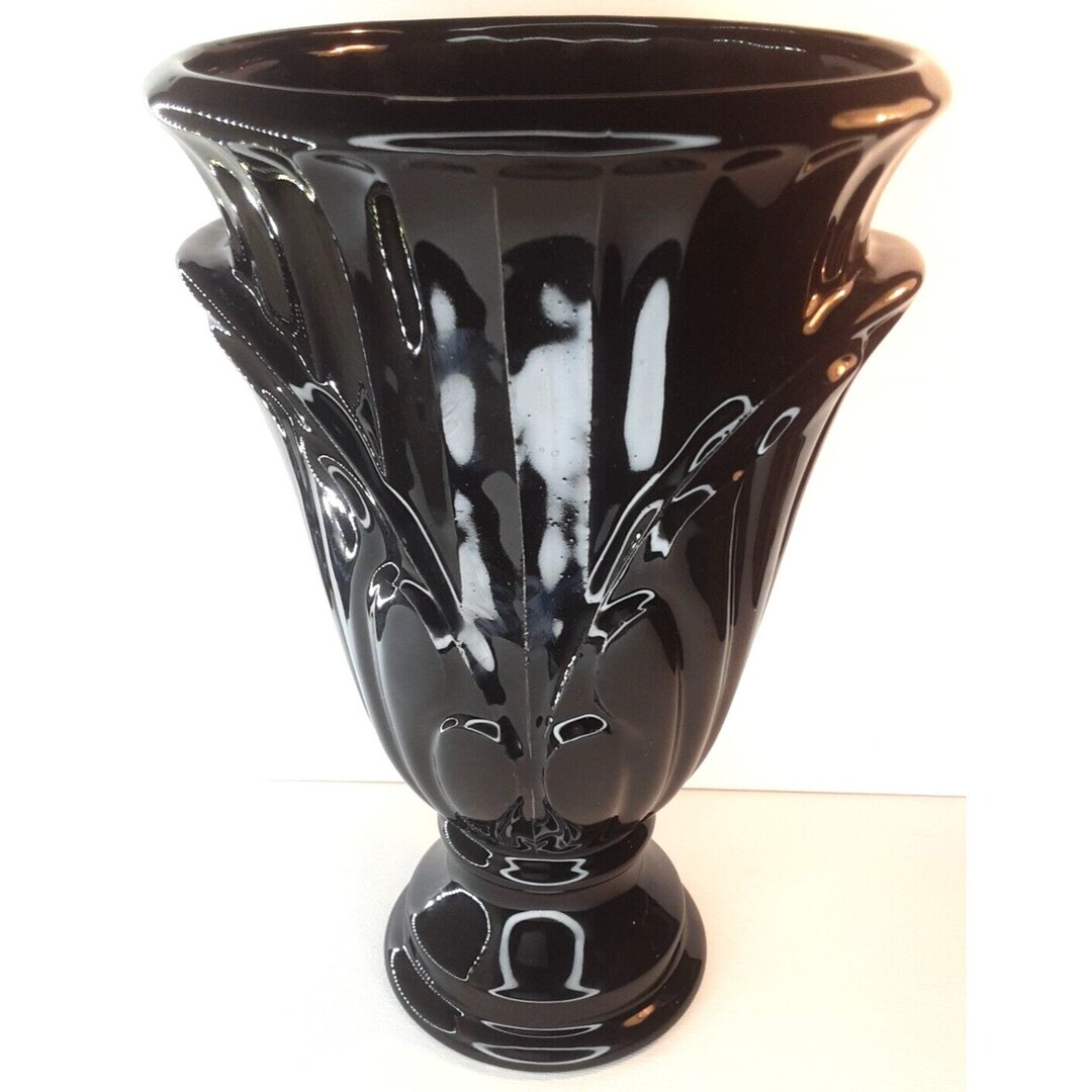 Haeger Pottery Vase Petal 708 Ebony Black With Original Label Vintage ...
