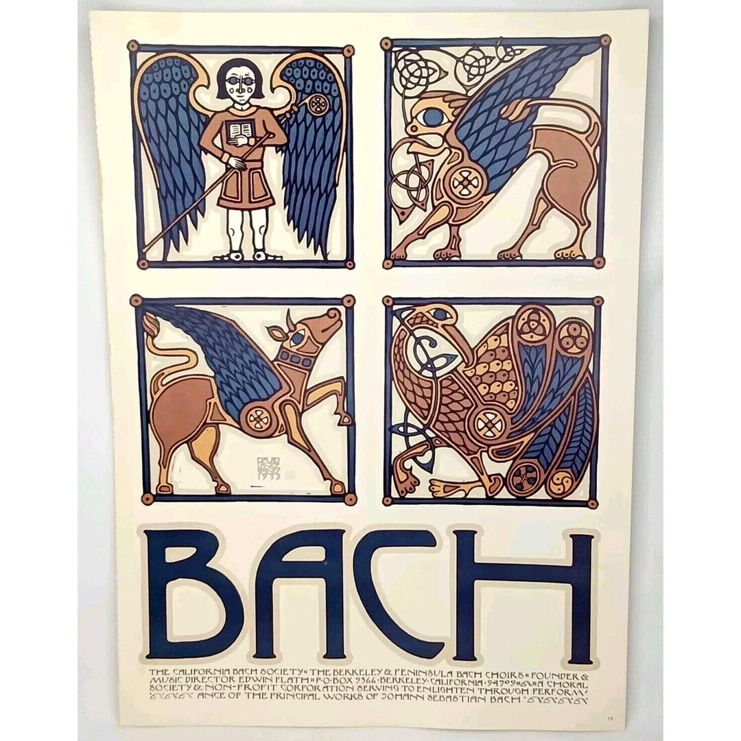 Bach David Lance Goines Poster Four Color Process Art Print 1978 - Etsy