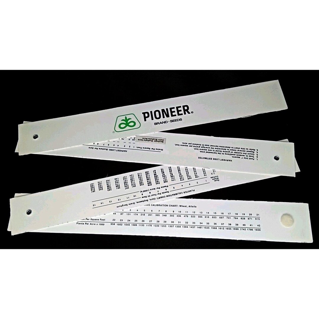 Vintage Pioneer Brand Seeds Planter Calibration Chart Measuring Stick ...