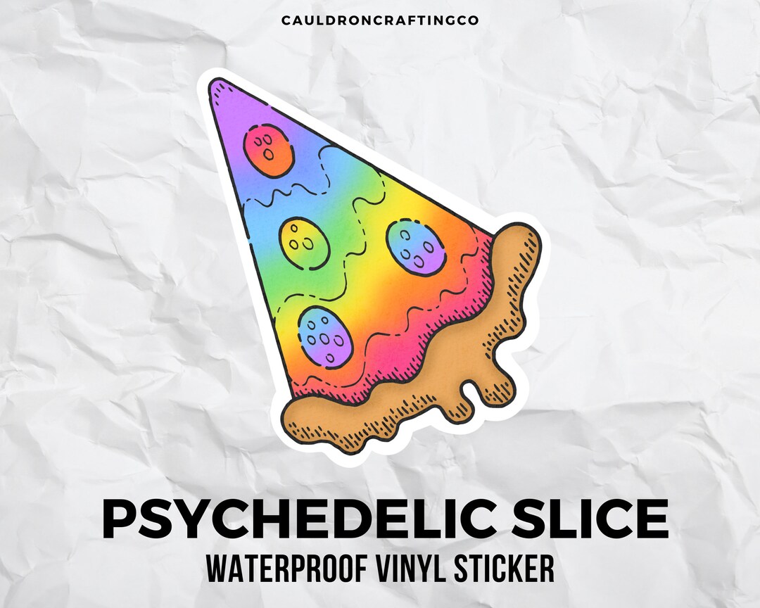 Colorful Stationary Trippy Decal Psychedelic Pizza Slice Label - Etsy