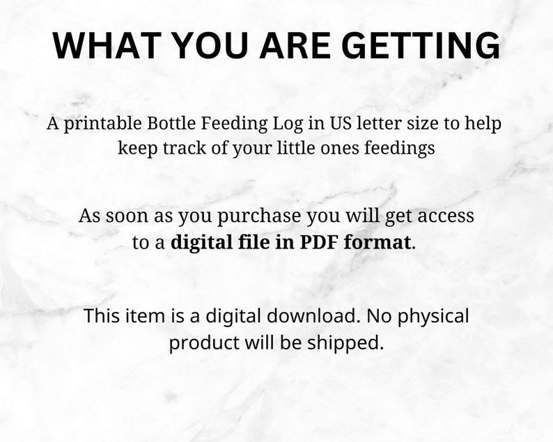 Baby Bottle Feeding Printable PDF Log, Little One Feeding Log, Digital ...