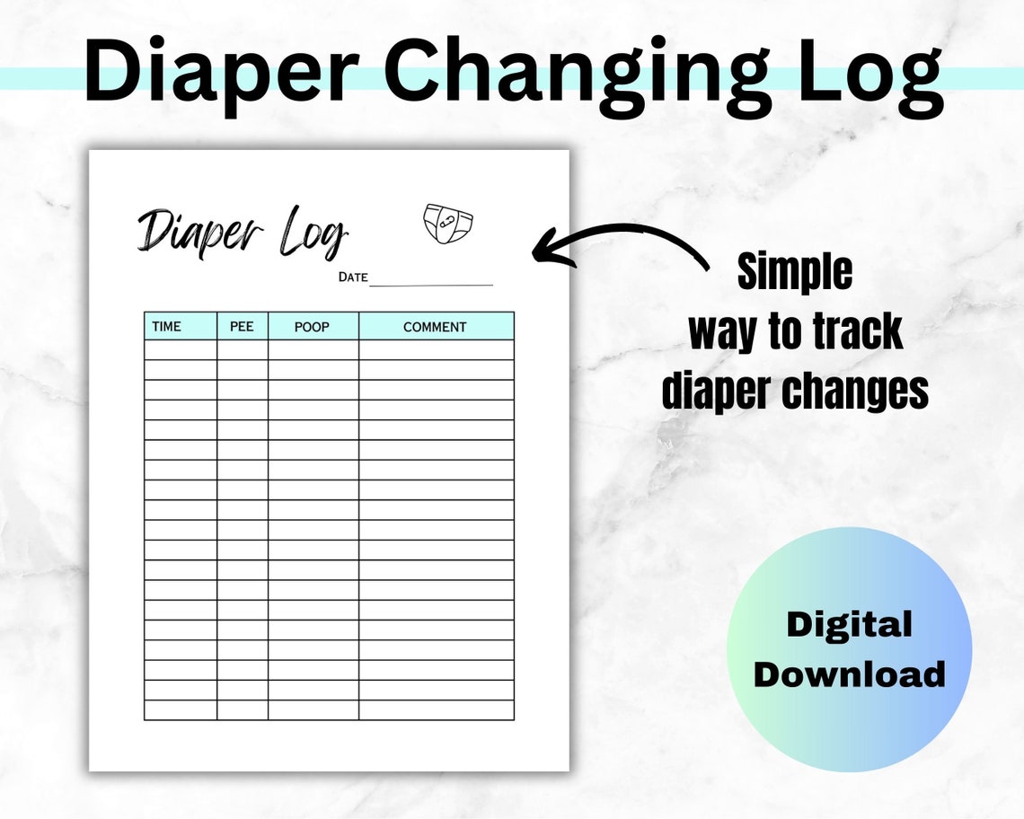 Baby Diaper Changing Printable PDF Log, Little One Diaper Changing Log ...